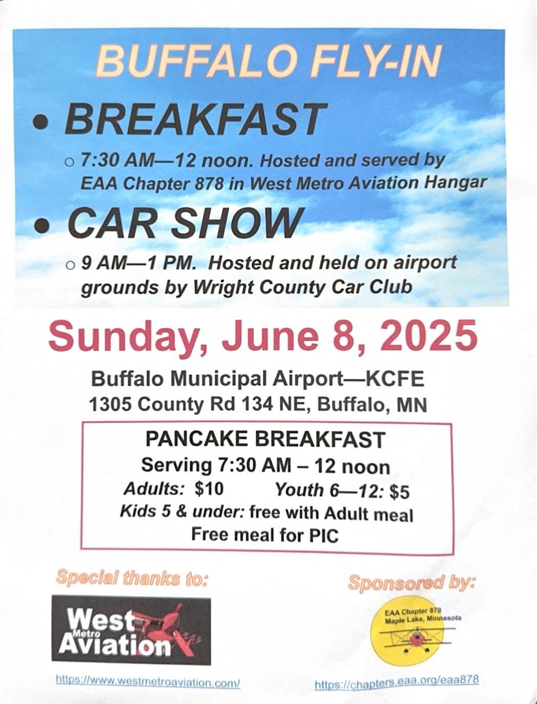 Buffalo Fly-in Pancake Breakfast - AV8MAPS.COM